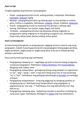 Ayon sa katangian | DOCX