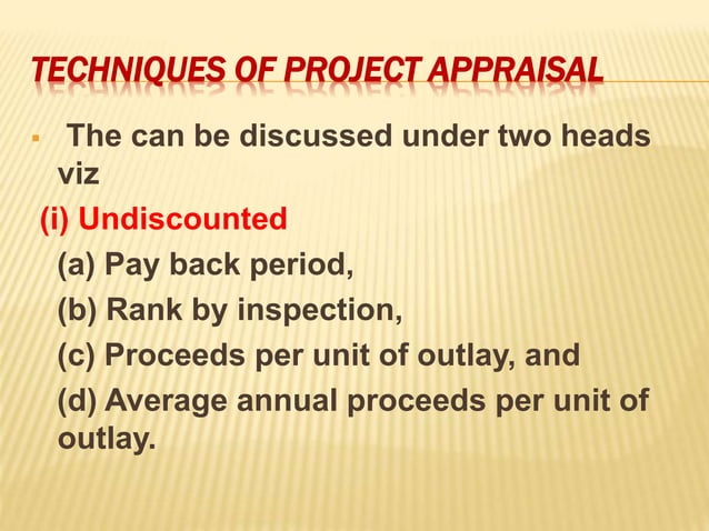 project appraisal | PPTX | Stocks and Bonds | Personal Investing