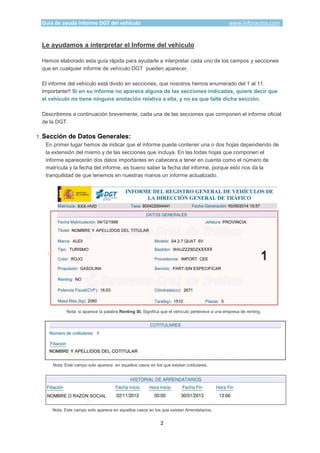 Ayuda para interpretar el informe del vehículo | PDF