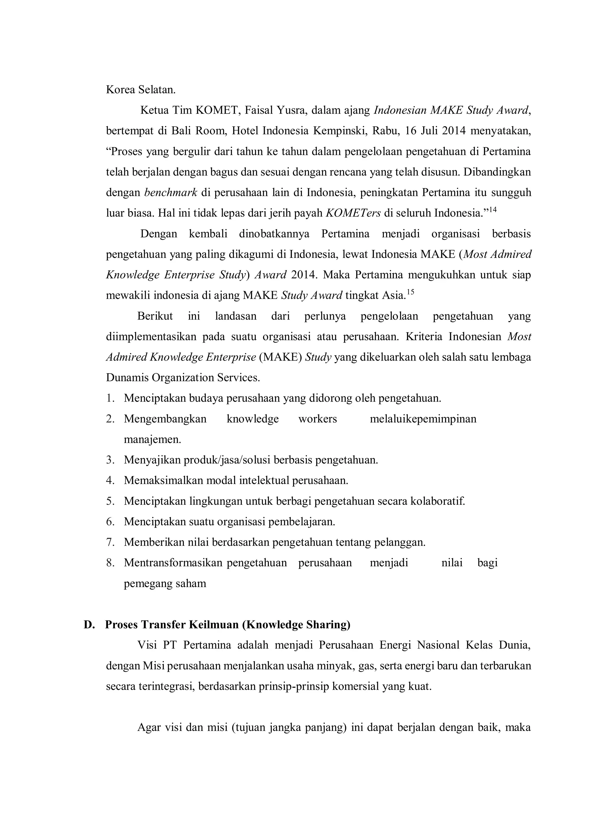 SISTEM INFORMASI PENGELOLA PENGETAHUAN DAN SUMBER DAYA PADA PT PERTAMINA (PERSERO) | PDF