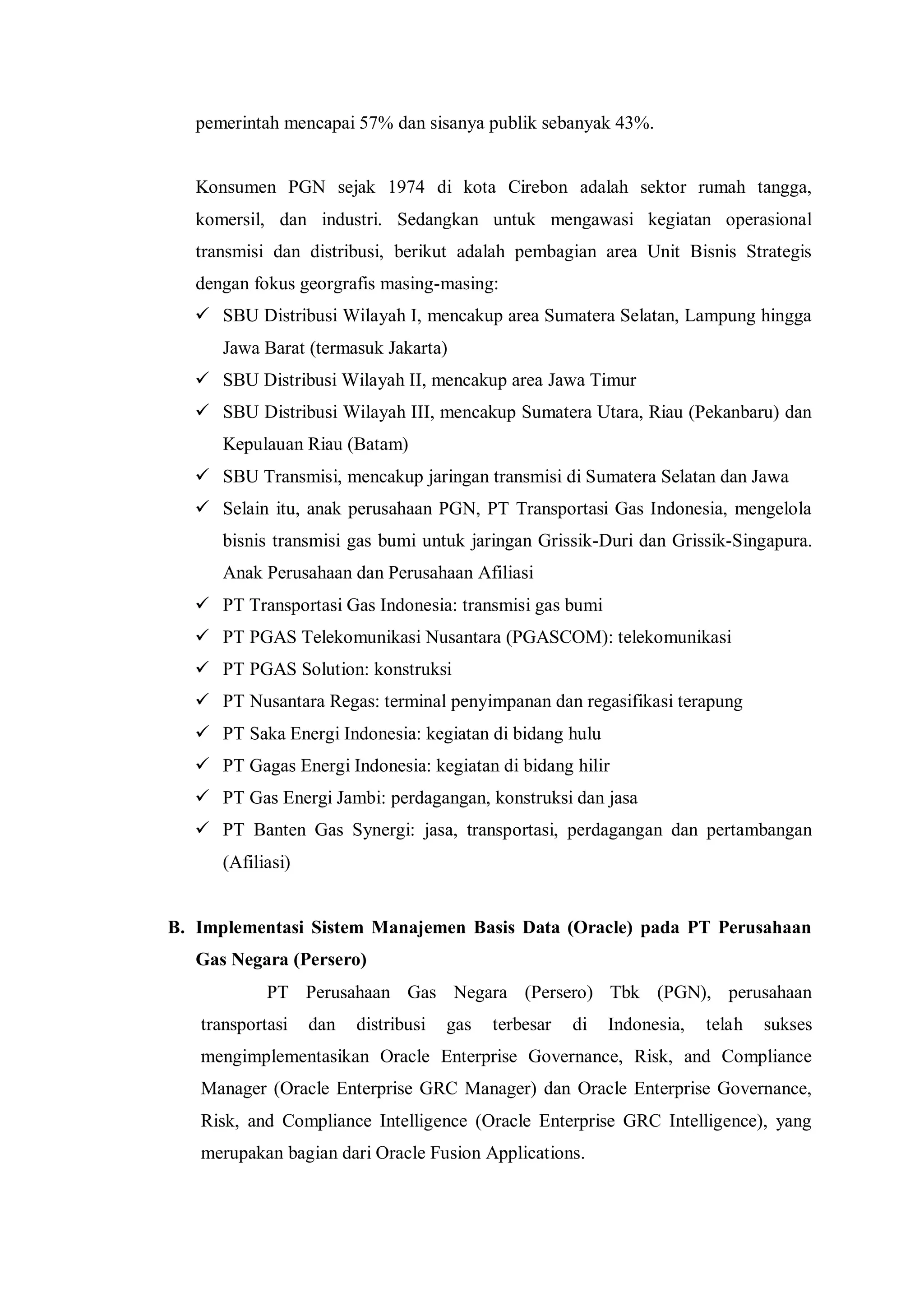 IMPLEMENTASI KONSEP SISTEM MANAJEMEN BASIS DATA PADA PT PERUSAHAAN GAS ...