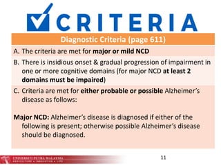 NEUROCOGNITIVE DISORDER (NCD) | PPT