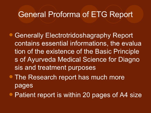 Ayurscan: Electrotridoshagraphy {ETG} Report | PPT