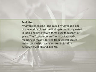 Introduction to Ayurveda : The Ancient Science | PPTX | Herbs and ...