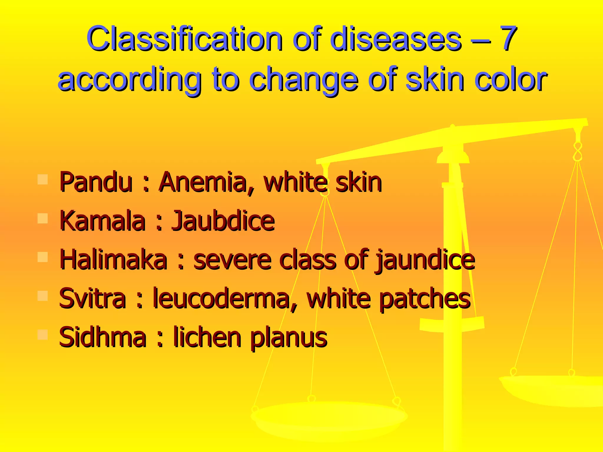 Ayurveda : Classification and Groupings of diseases | PPT