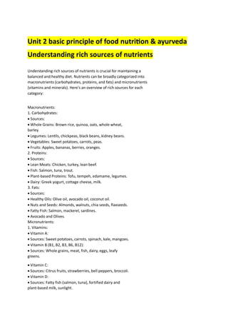 BASIC PRINCIPLES OF FOOD & NUTRITION AYURVEDA | PDF