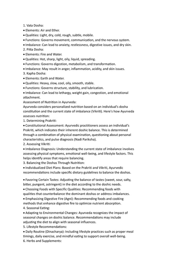 BASIC PRINCIPLES OF FOOD & NUTRITION AYURVEDA | PDF