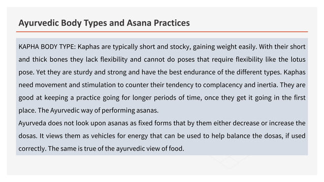 Ayurvedic body types and asana practices | PDF