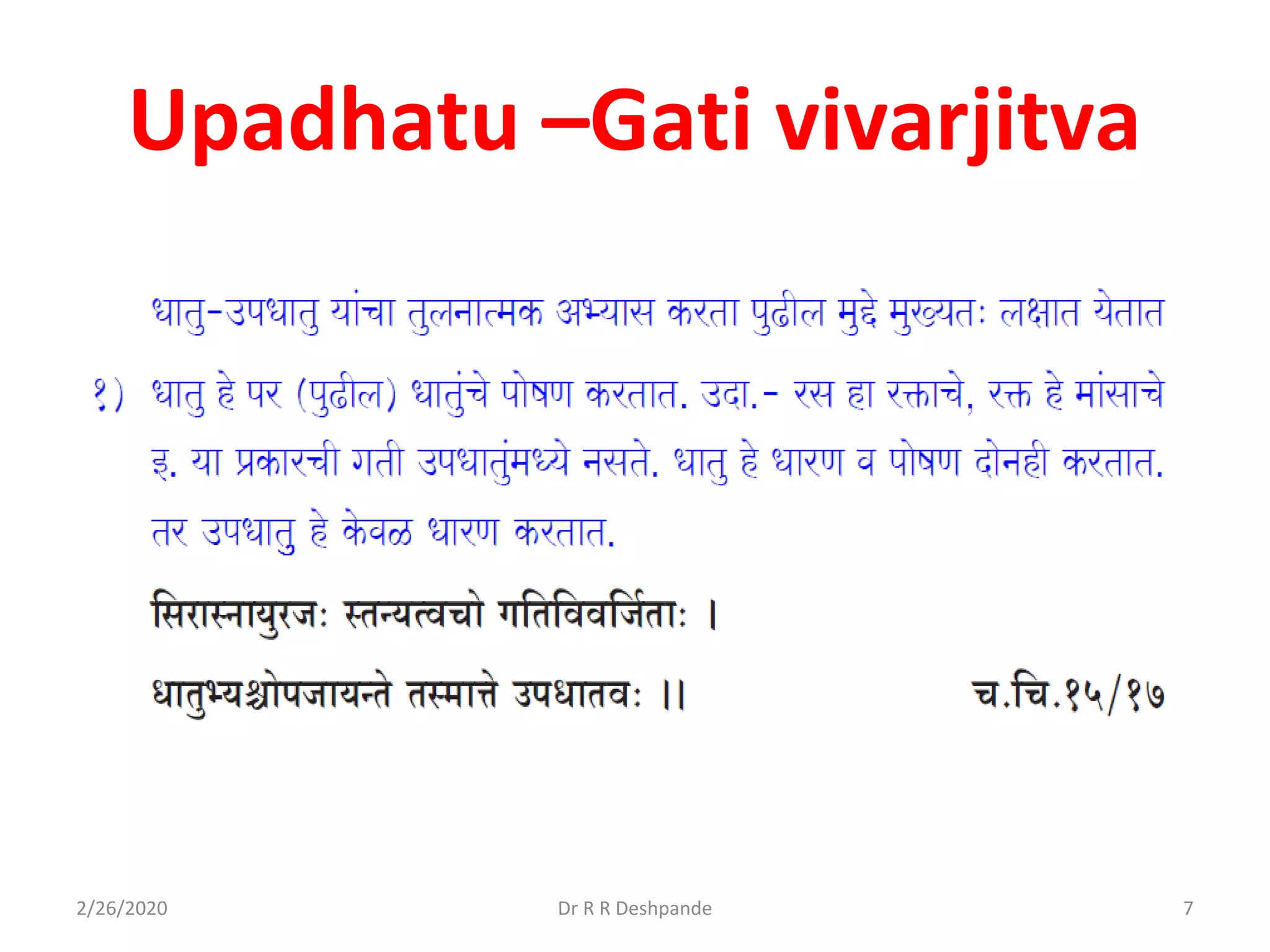 Ayurvedic concept of upadhatu | PDF