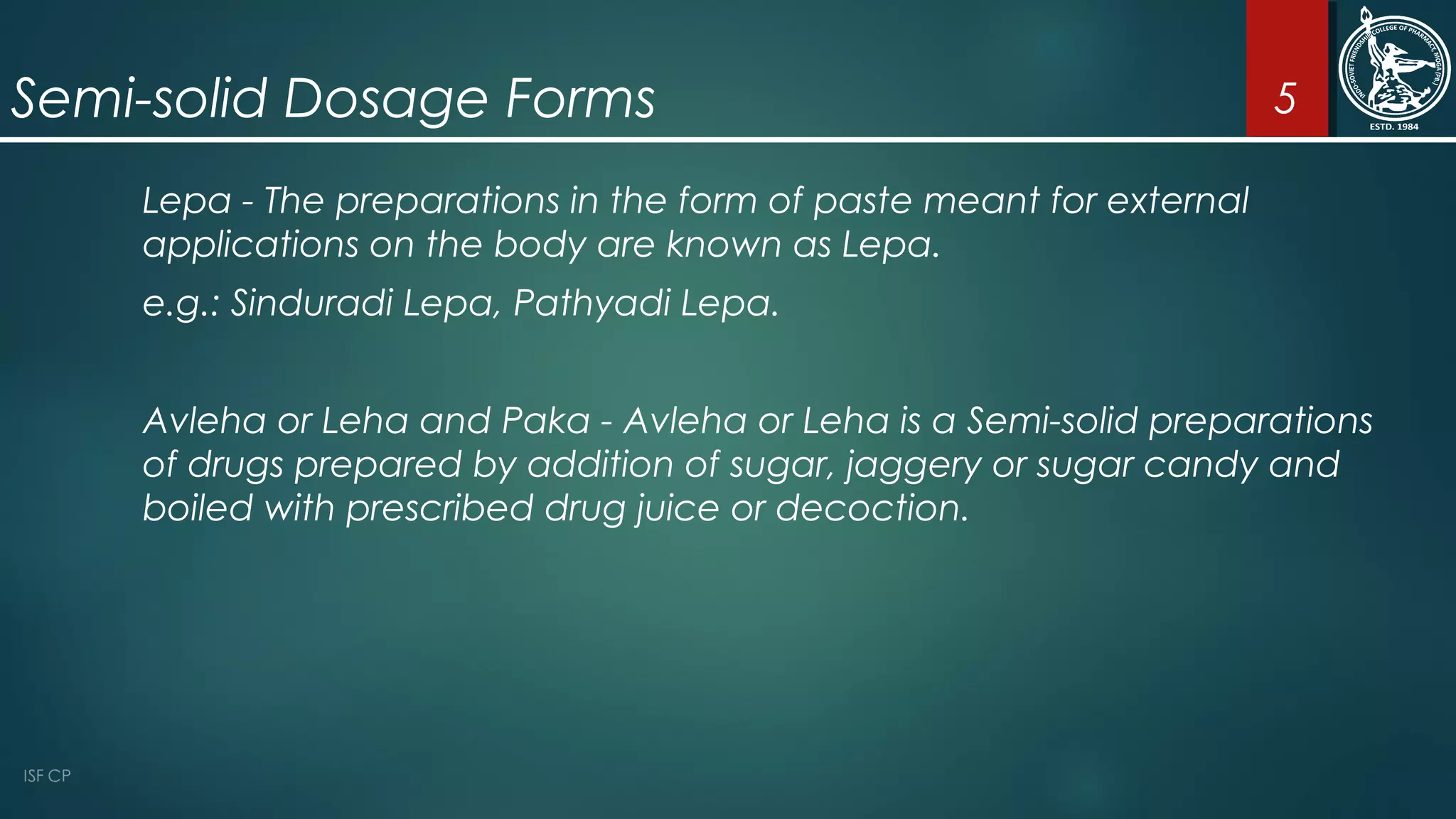 Traditional Ayurvedic Dosage Forms | PPT