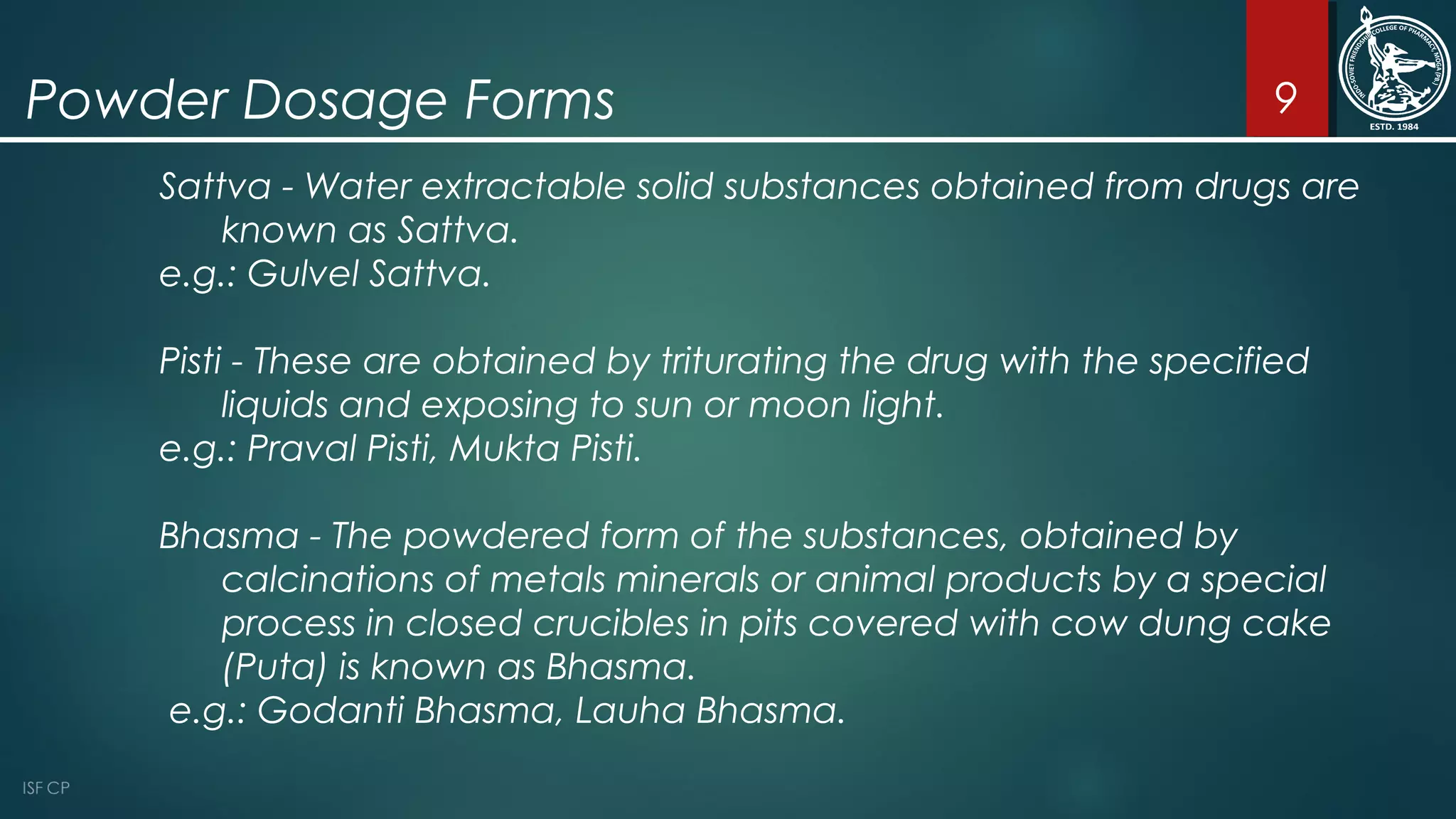 Traditional Ayurvedic Dosage Forms | PPT