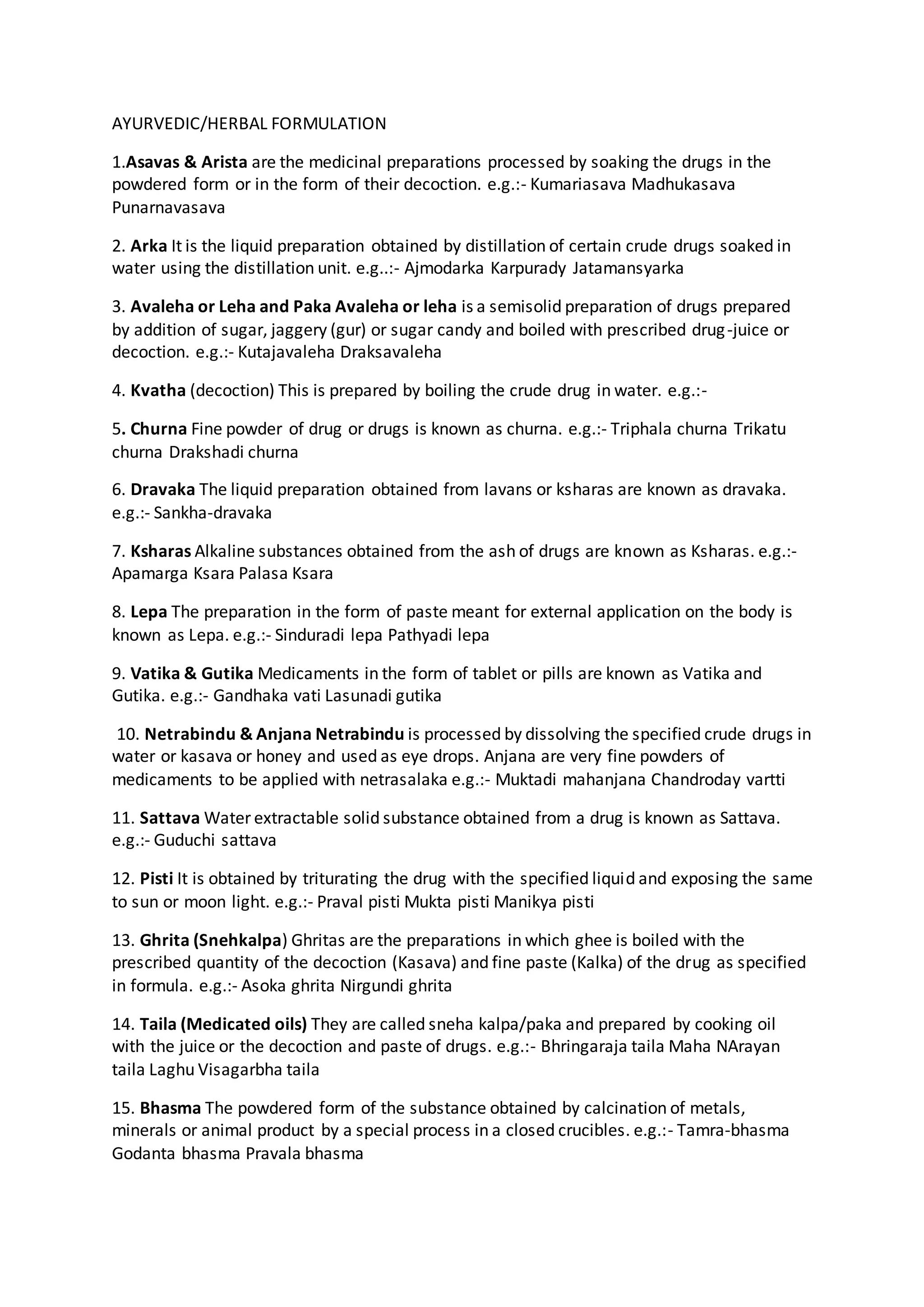 Ayurvedic formulations | DOCX