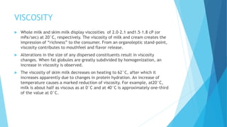 properties of milk and milk product | PPTX