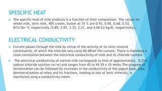 properties of milk and milk product | PPTX