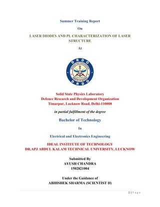 Summer Training Report SSPL , DRDO | PDF