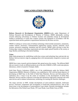 Summer Training Report SSPL , DRDO | PDF
