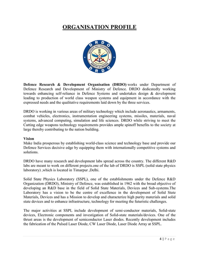 Summer Training Report SSPL , DRDO | PDF