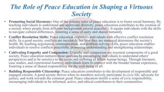 ROLE OF PEACE EDUCATION FOR THE MAKING OF GOOD SOCIETY | PDF