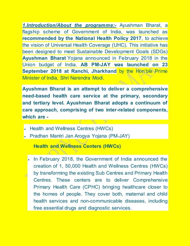 Ayushman bharat programme | DOCX