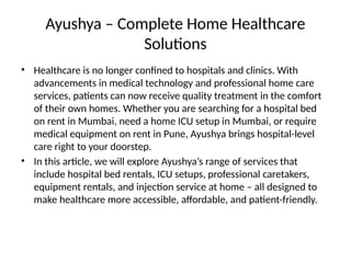 Hospital Bed & ICU Setup on Rent in Mumbai | Ayushya Home Healthcare | PPTX