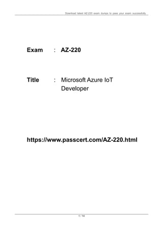 AZ-220 Microsoft Azure IoT Developer Updated Dumps | PDF