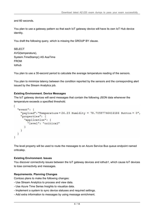 AZ-220 Microsoft Azure IoT Developer Updated Dumps | PDF