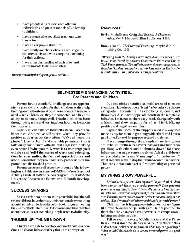 Healthy Self Esteem for Young Children | PDF