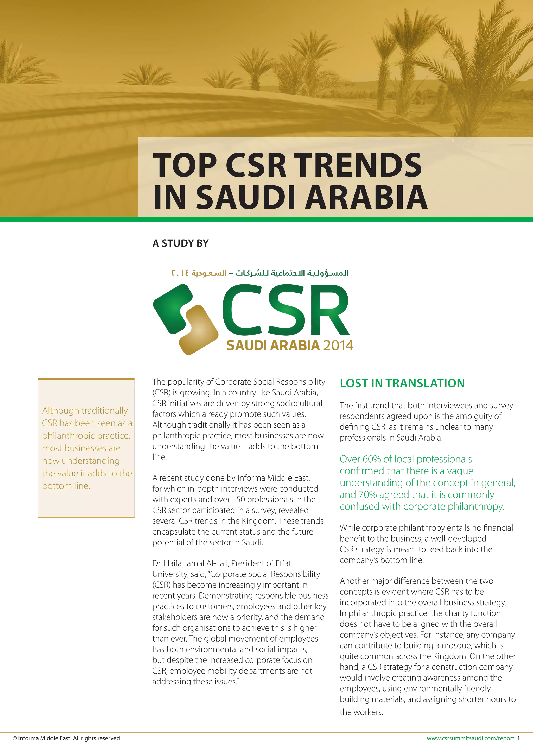 Top CSR Trends in Saudi Arabia - Report | PDF