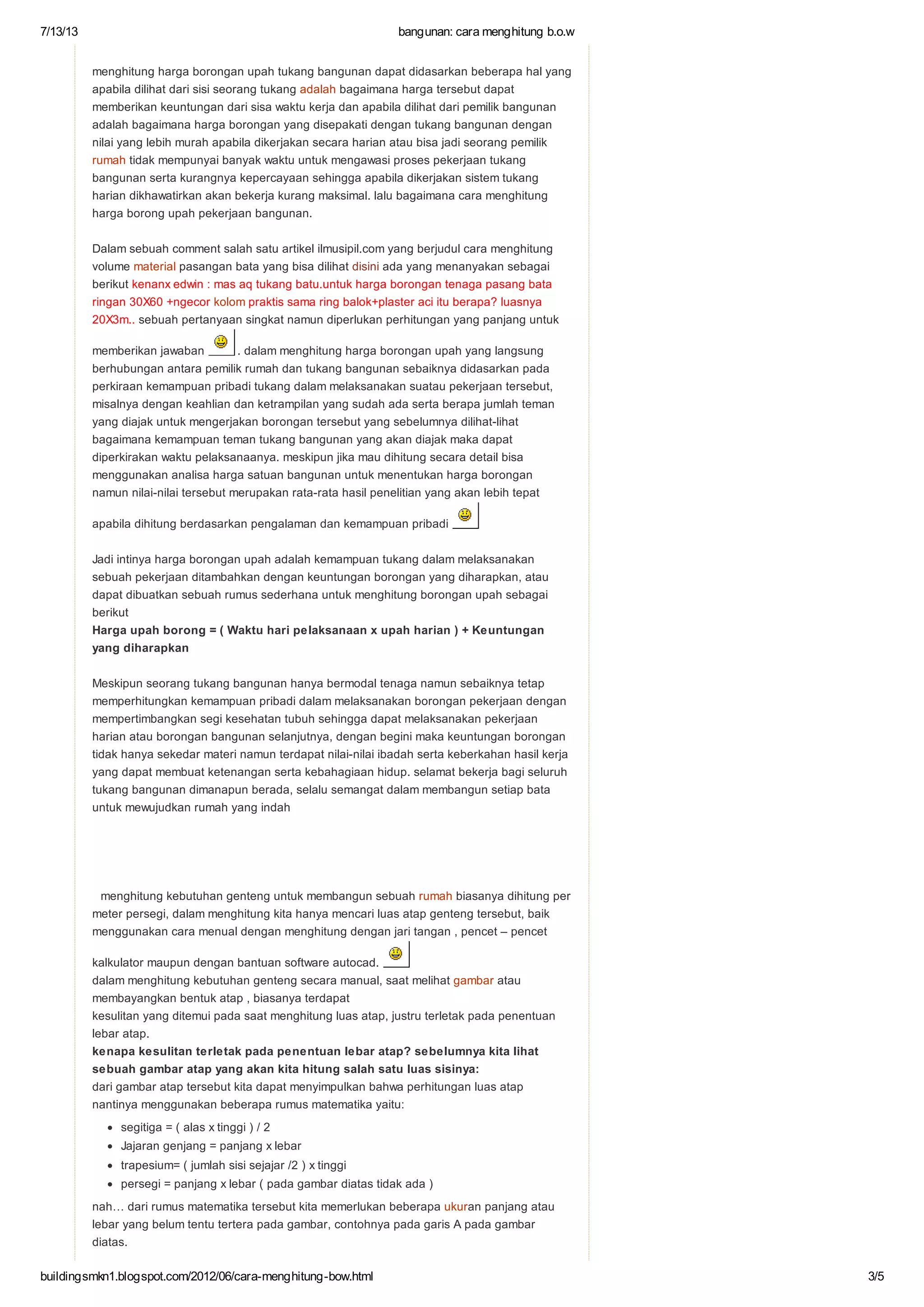 Bangunan cara menghitung b.o | PDF