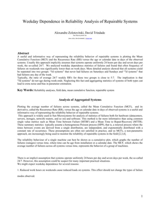 Weekday Dependence in Reliability Analysis of Repairable Systems | PDF