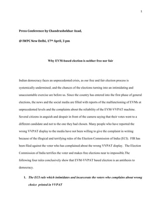 Azad's press conference note.english 1 | PDF