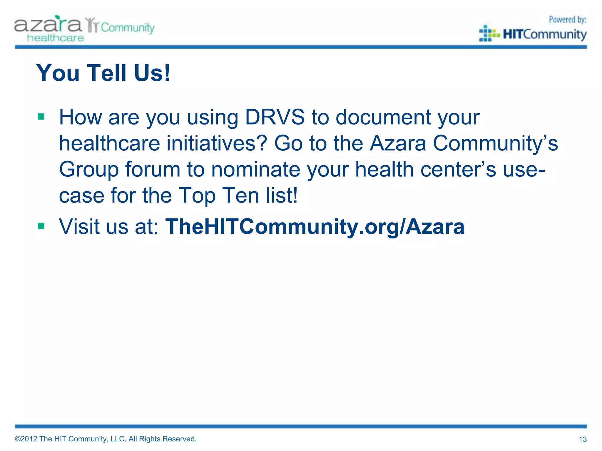 Ten Ways to Use Azara DRVS | PPTX