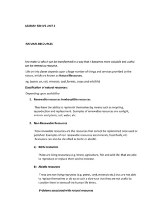 Comprehensive Overview of Natural and Forest Resources: Classification ...
