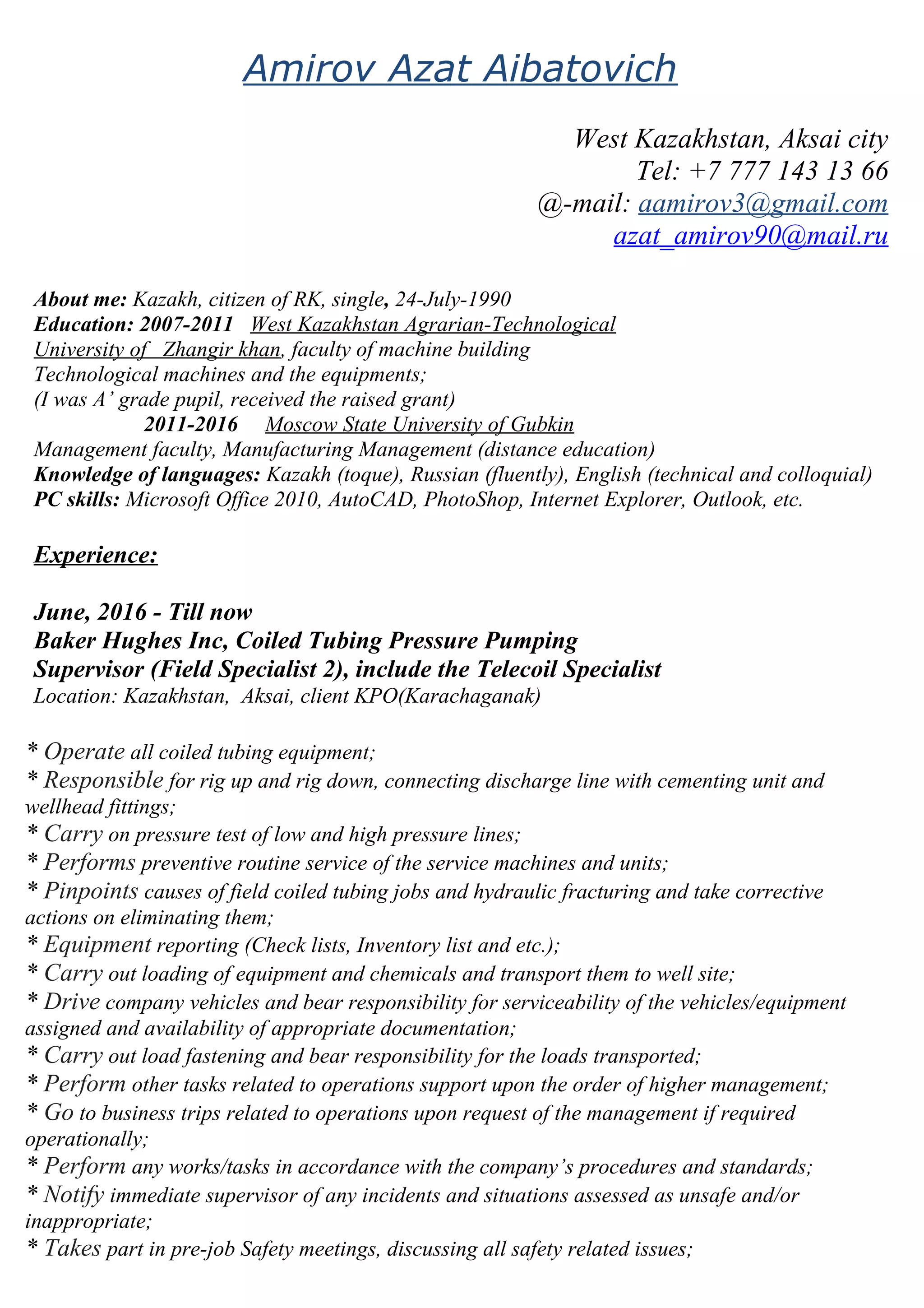 Azat amirov, cv | DOC