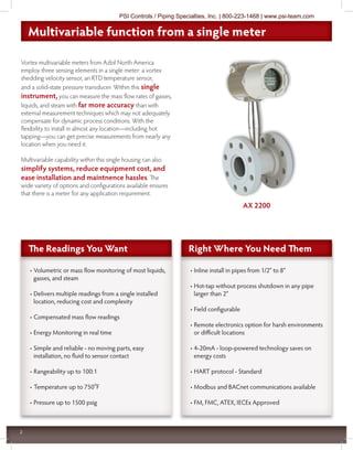Azbil AX Series Vortex Flow Meters | PDF