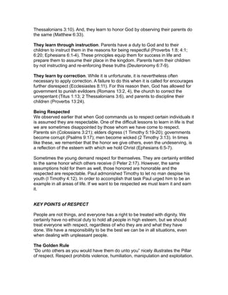 6 pillars of_character_teen_bible_class_respect | PDF