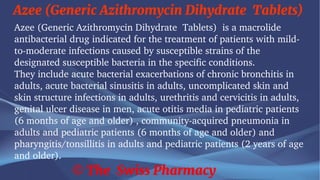 Azee (Generic Azithromycin Dihydrate Tablets) | PDF