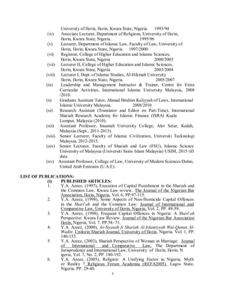 Yusuf Abdul Azeez, LL.A, LL.B, M.A, FCBAN, FIIMUM, FIUMSQ, FCGSIG, Ph.D ...