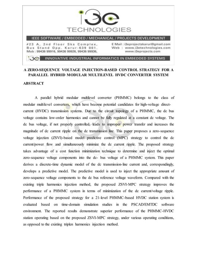 A Zero Sequence Voltage Injection Based Control Strategy For A Parallel