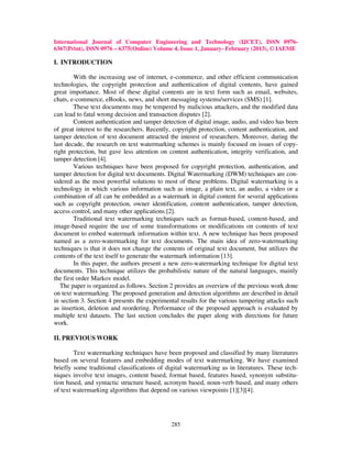 A zero text watermarking algorithm based on the probabilistic patterns | PDF | Desktop ...