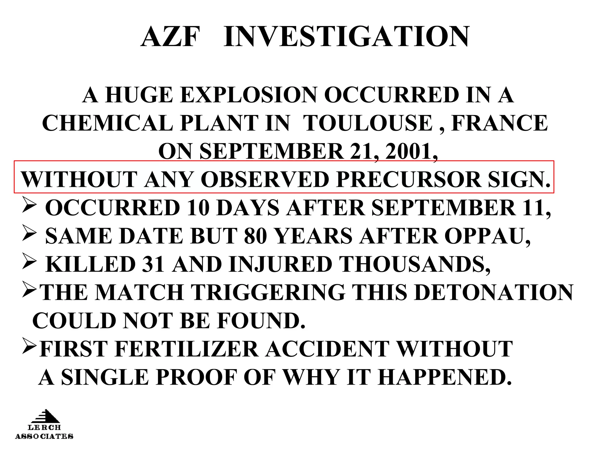 AZF FERTILIZER PLANT EXPLOSION 2001 FRANCE | PPT