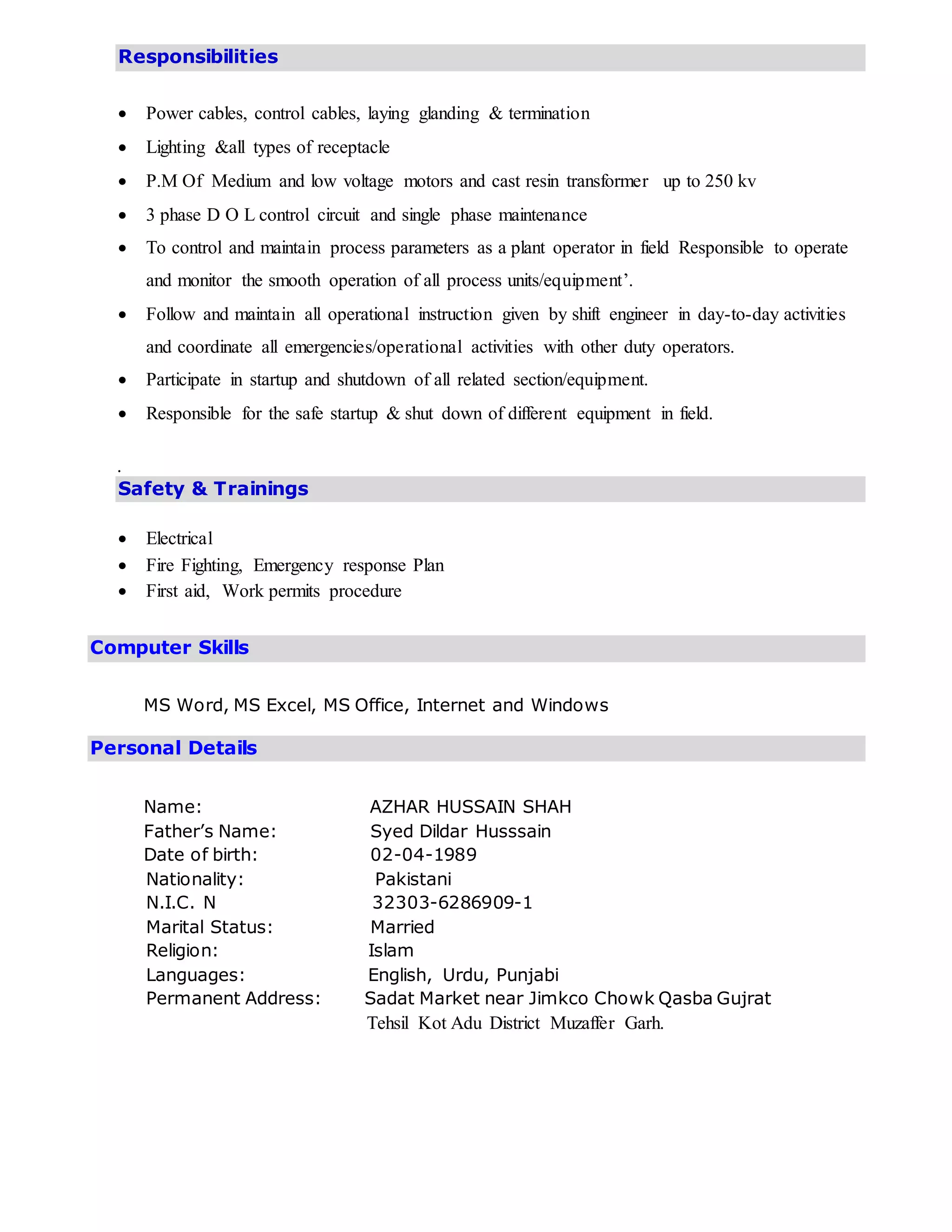 Azhar hussain shah | DOCX