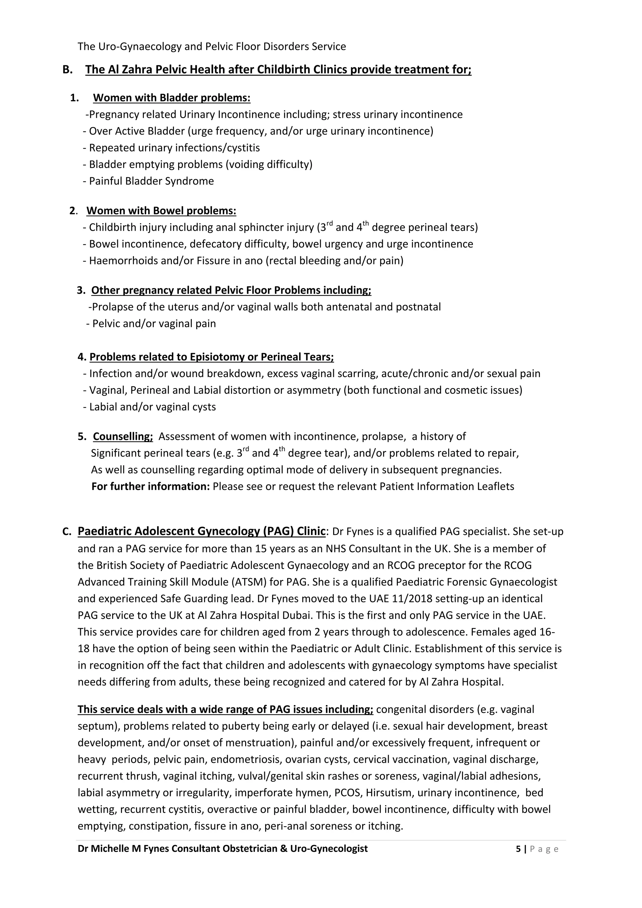 The Al Zahra Hospital Urogynecology & Pelvic Floor Disorders Unit | PDF