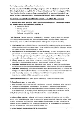 The Al Zahra Hospital Urogynecology & Pelvic Floor Disorders Unit | PDF