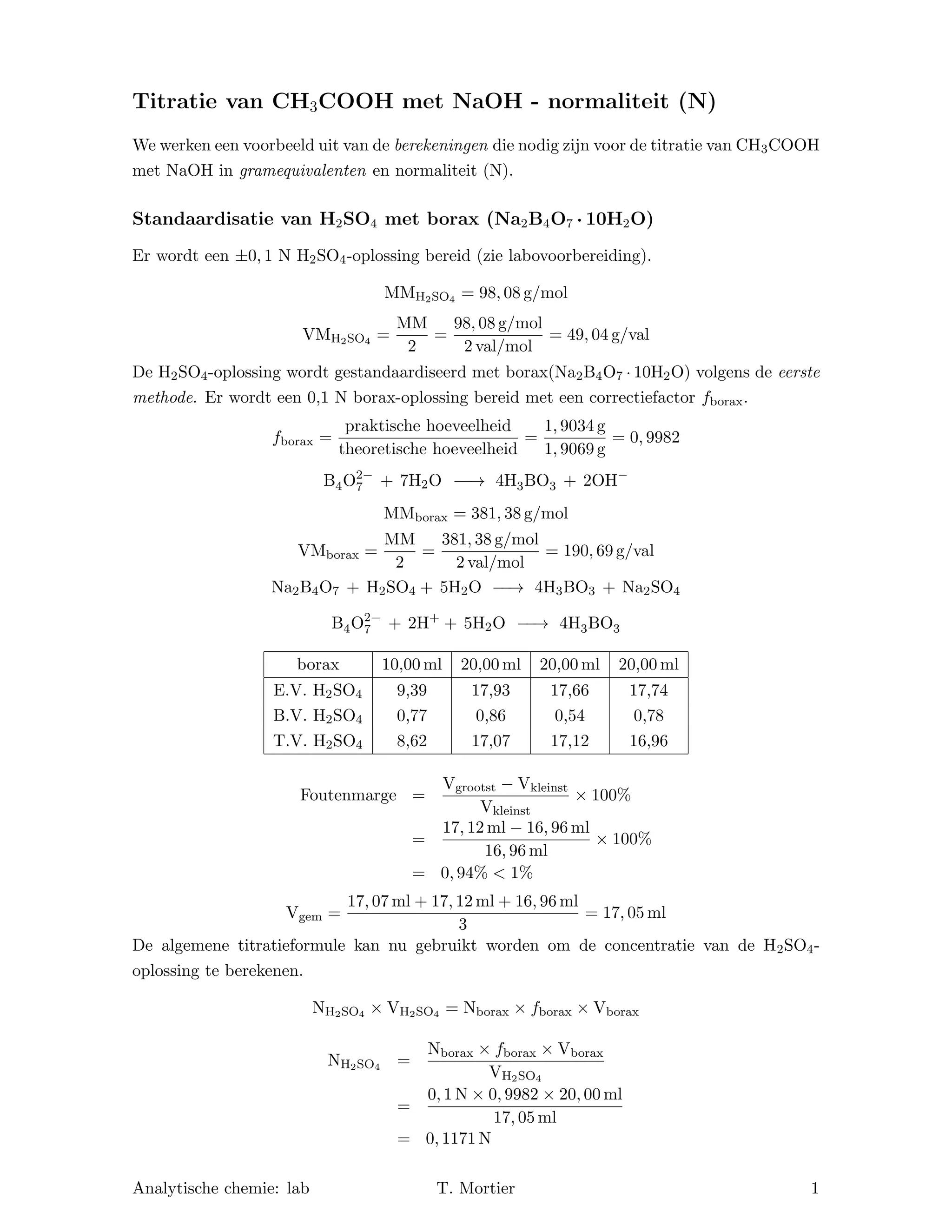 Titratie van onbekende oplossing azijnzuur met NaOH - normaliteit | PDF