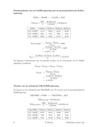 Titratie van onbekende oplossing azijnzuur met NaOH - normaliteit | PDF