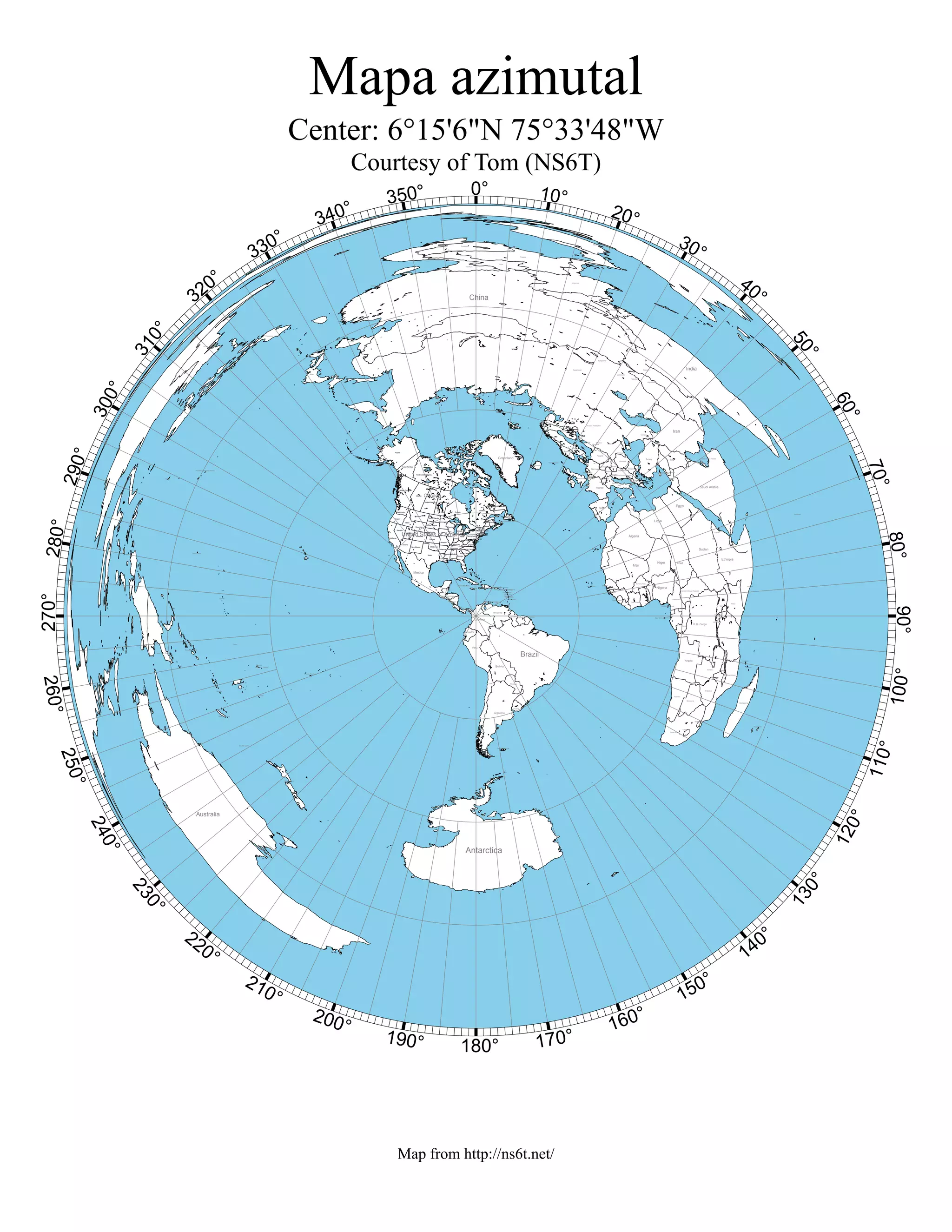 Mapa Azimutal centrado en Medellín-Radioaficionados | PDF