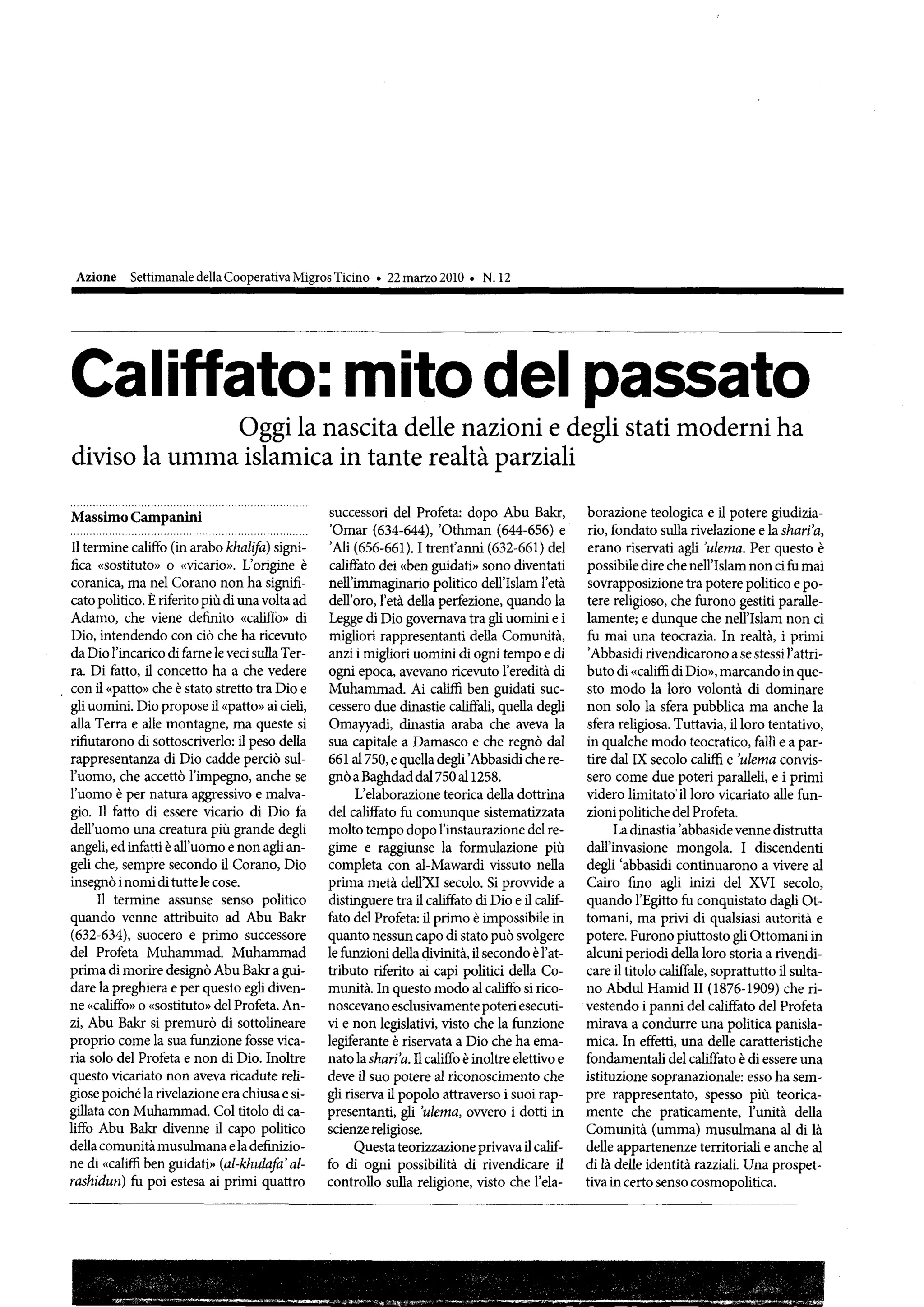 Azione califfato, mito del passato | PDF