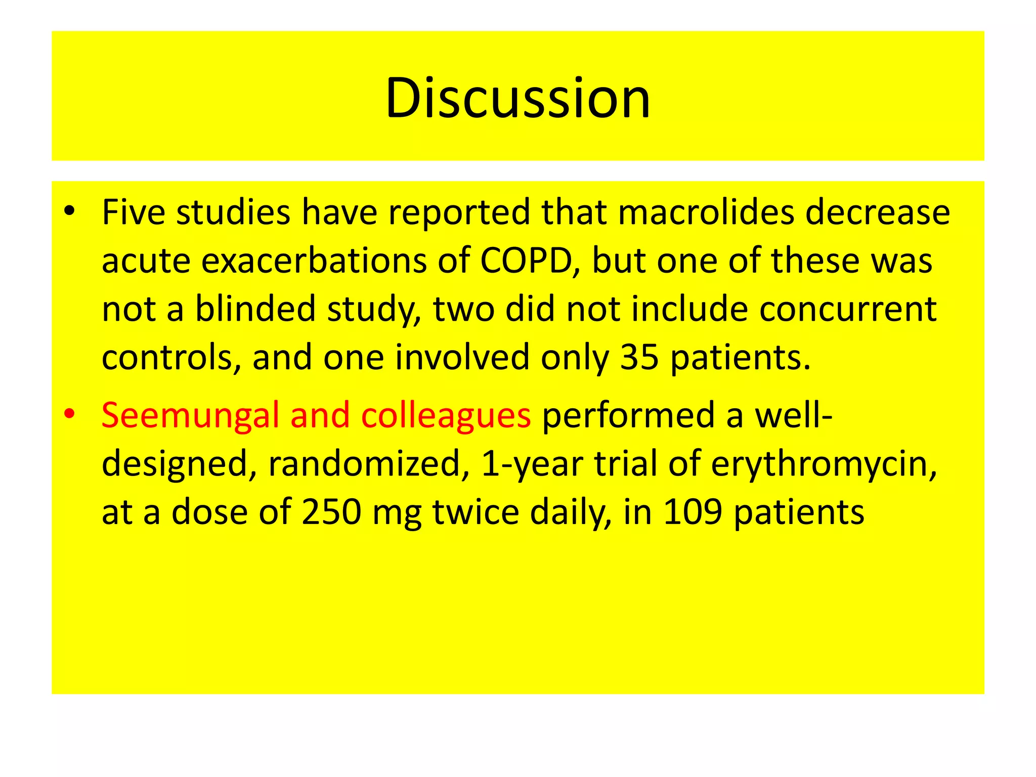 Azithromycin for prevention of exacerbations of copd | PPTX