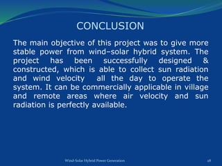 Design & Construction of Wind-Solar Hybrid Power Generation System | PPTX